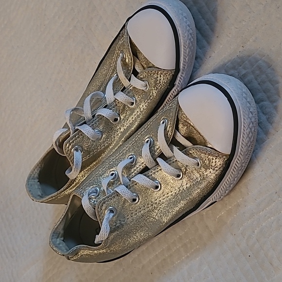 Converse | Shoes | Converse Allstars Gold Canvas Girls Size 3 | Poshmark
